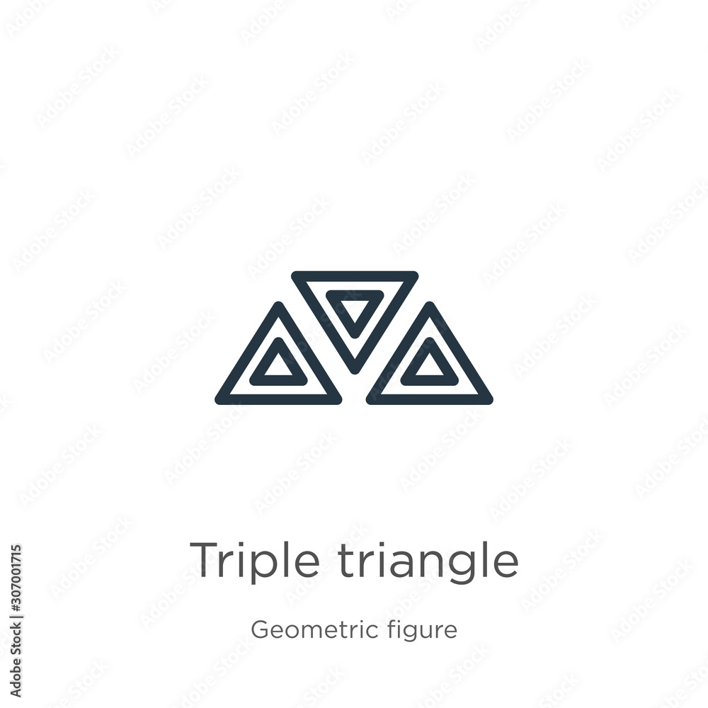 Vecteur Stock Triple triangle icon. Thin linear triple triangle outline ...