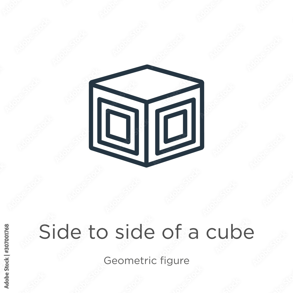 Side to side of a cube icon. Thin linear side to side of a cube outline ...
