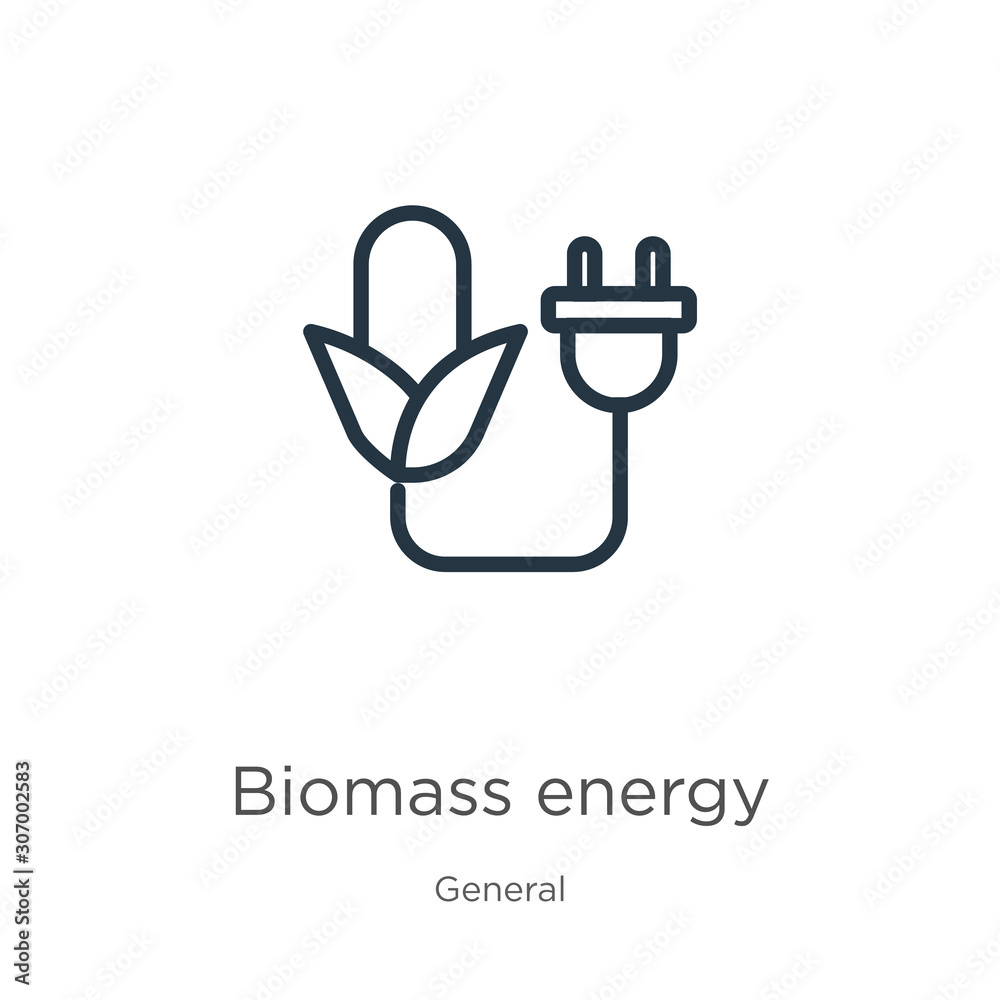Biomass energy icon. Thin linear biomass energy outline icon isolated ...