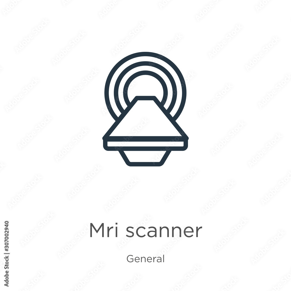 Mri scanner icon. Thin linear mri scanner outline icon isolated on ...