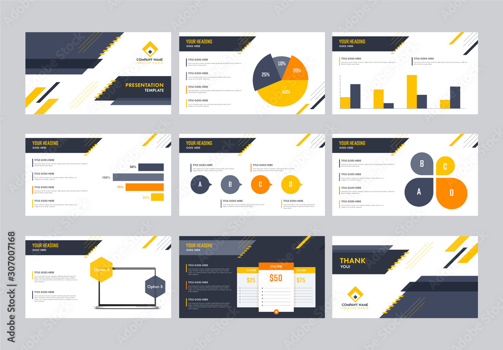 Yellow and Grey Presentation Layout Stock Template | Adobe Stock