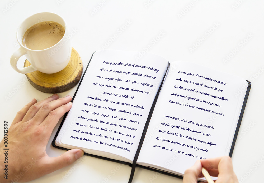 Hand Writing in Notebook Mockup Stock Template | Adobe Stock