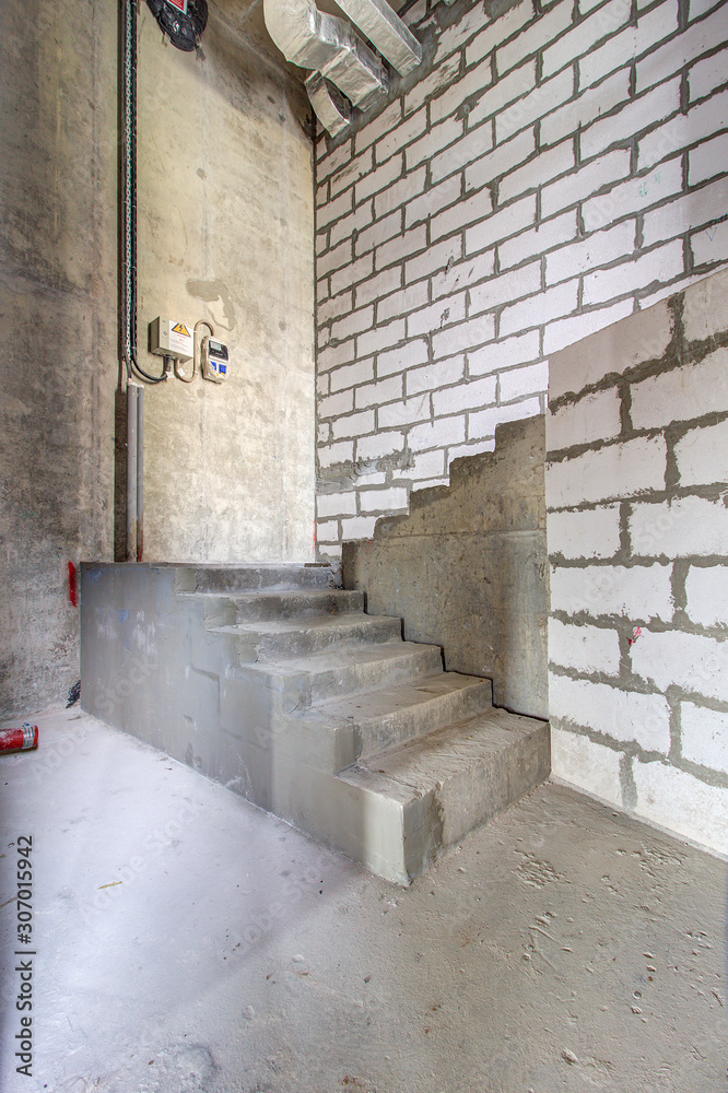 unfinished staircase to basement. Stairs architecture unfinished at ...