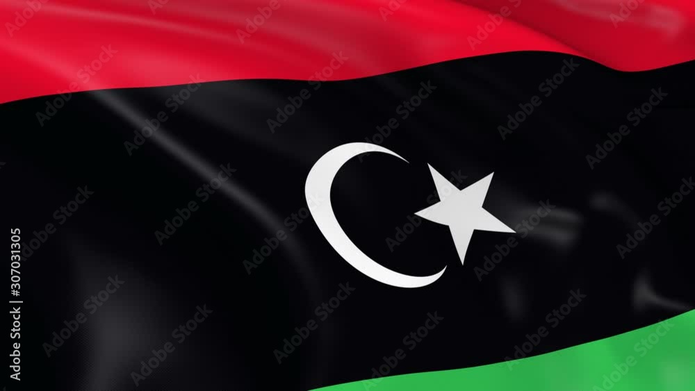 Photo realistic slow motion 4KHD flag of the Libya waving in the wind ...