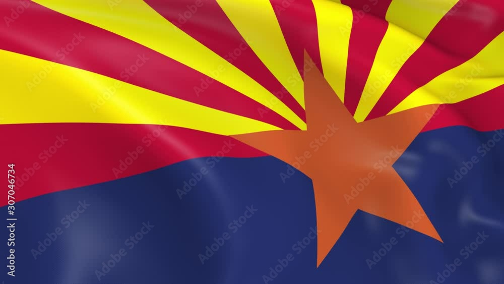 Photo realistic slow motion 4KHD flag of the US State of Arizona waving ...