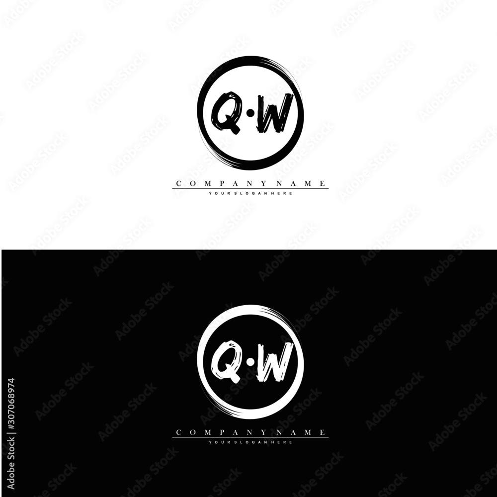 Initial letter QW circle brush logo template vector. Stock Vector ...