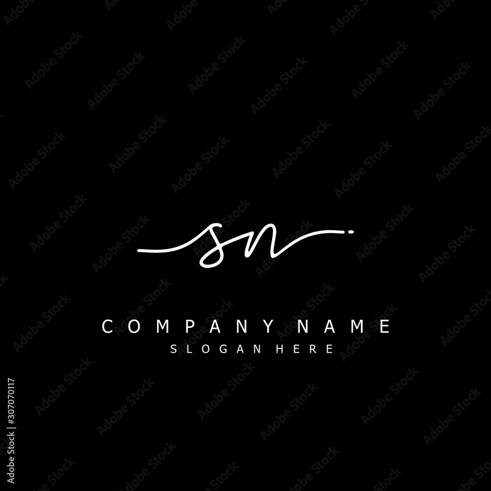 Initial SN handwriting of signature logo Stock Vector | Adobe Stock
