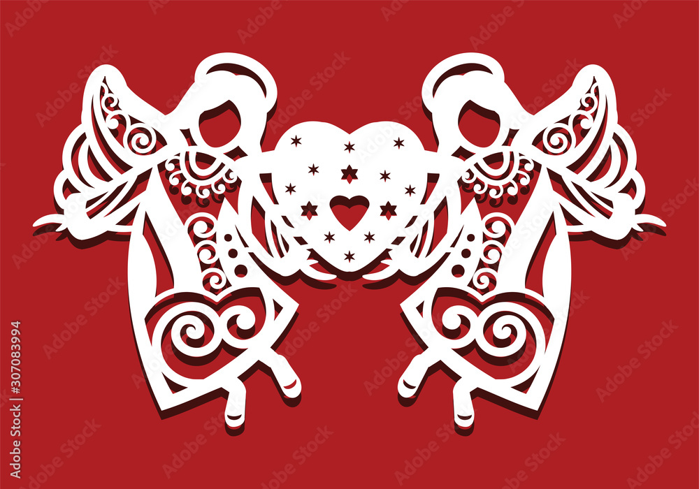 Two Angels In Love Drawing