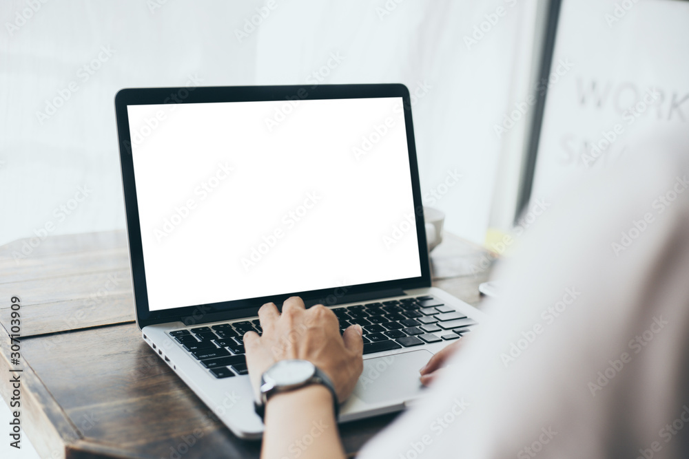 mockup image blank screen computer with blank white background for ...