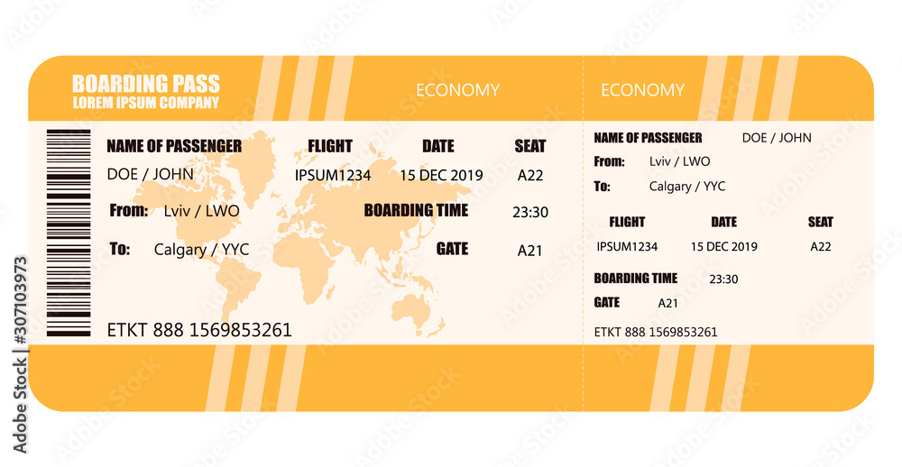 Airline boarding pass Stock-Vektorgrafik | Adobe Stock