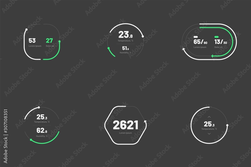 Set with collection of indicator template. Dashboard UI and UX Kit ...