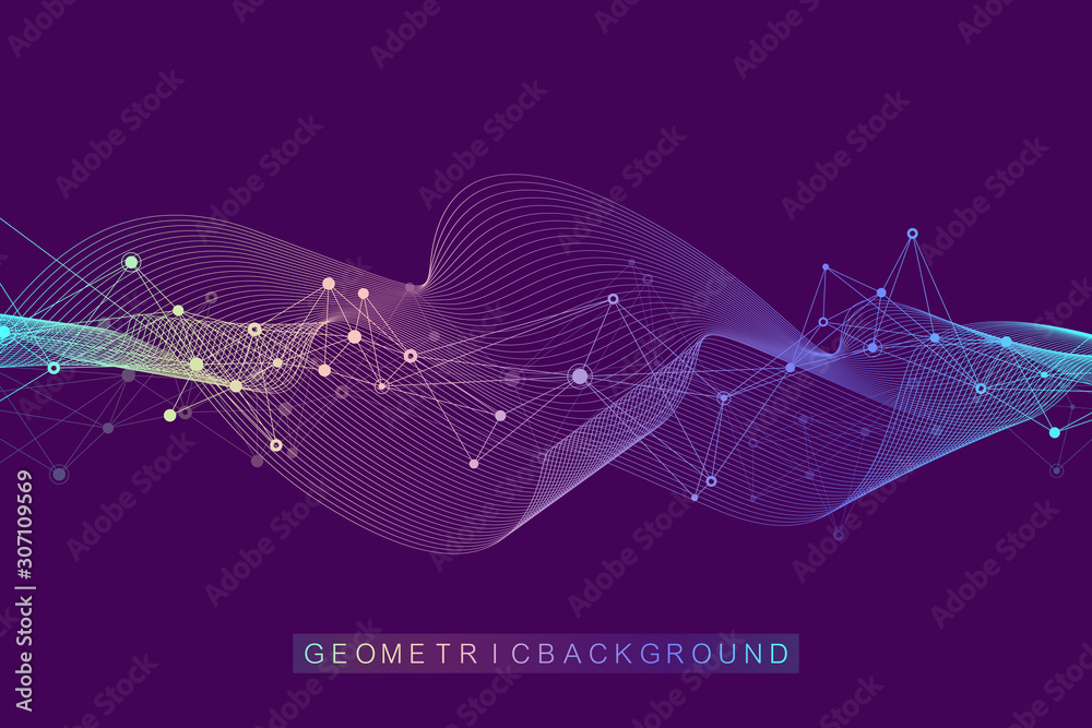 Abstract dynamic motion lines and dots background with colorful ...