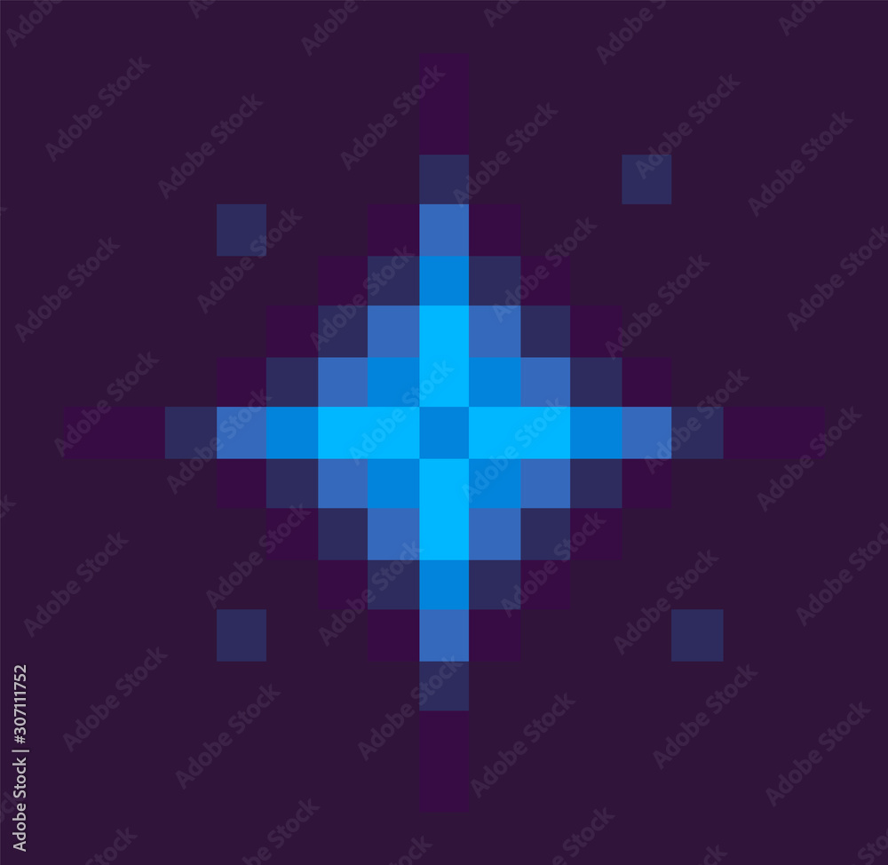 Vetor de Star space pixel game, solar system sign in dark night sky ...