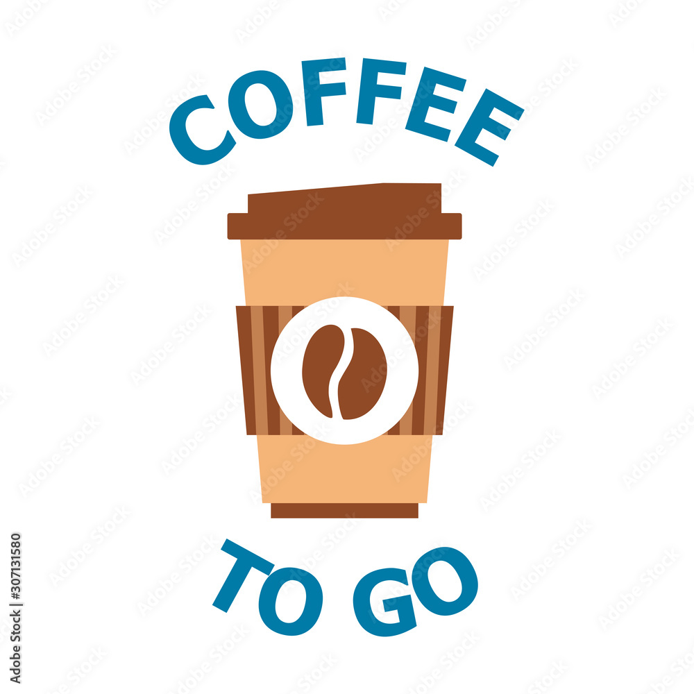 Coffee to go, logotype example. Flat icon of coffee cup. Vector ...