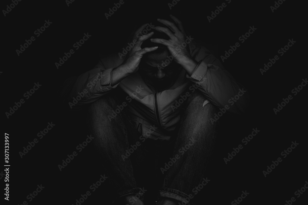 panic attacks alone young man sad fear stressful depressed emotion ...