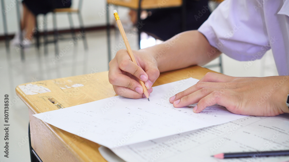 Evaluation or measurement concept. Student testing in exercise taking ...