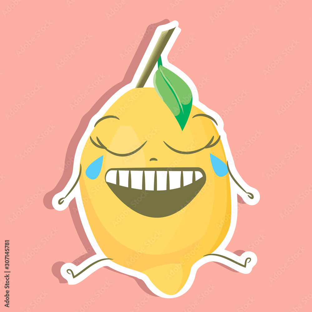 cartoon lemon vector image, sticker of cute lemon, funny character ...