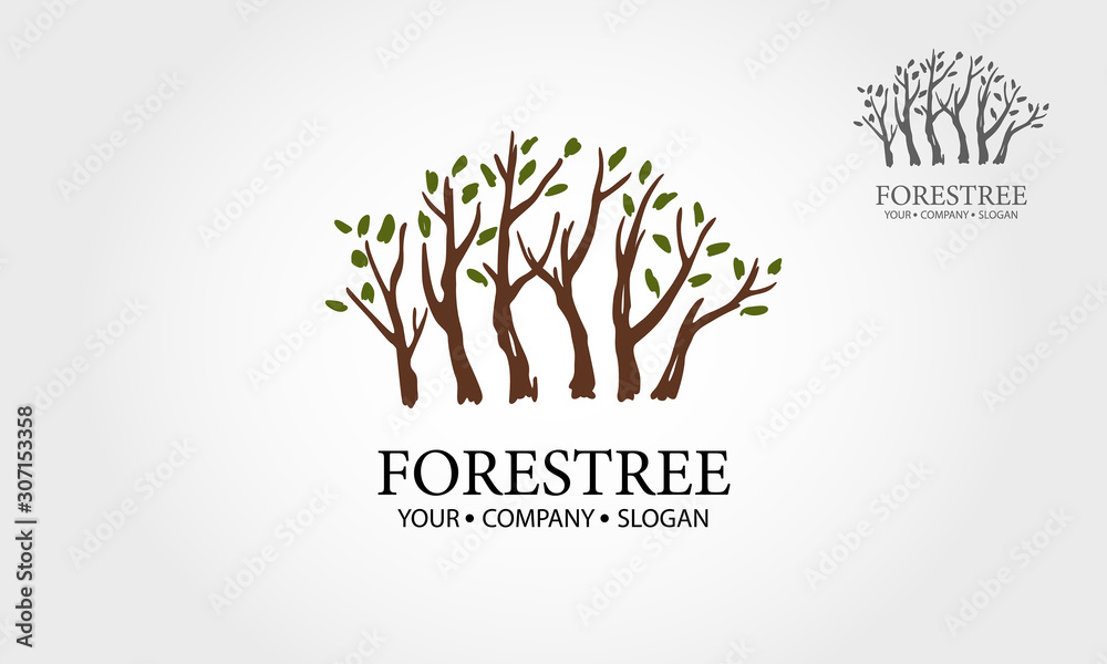 Forest Tree Vector Logo Illustration. This logo template is fully ...