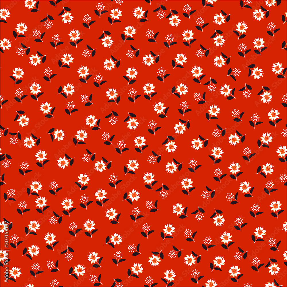 Stlish trendy pattern in hand drawn small-scale flower. Liberty style ...