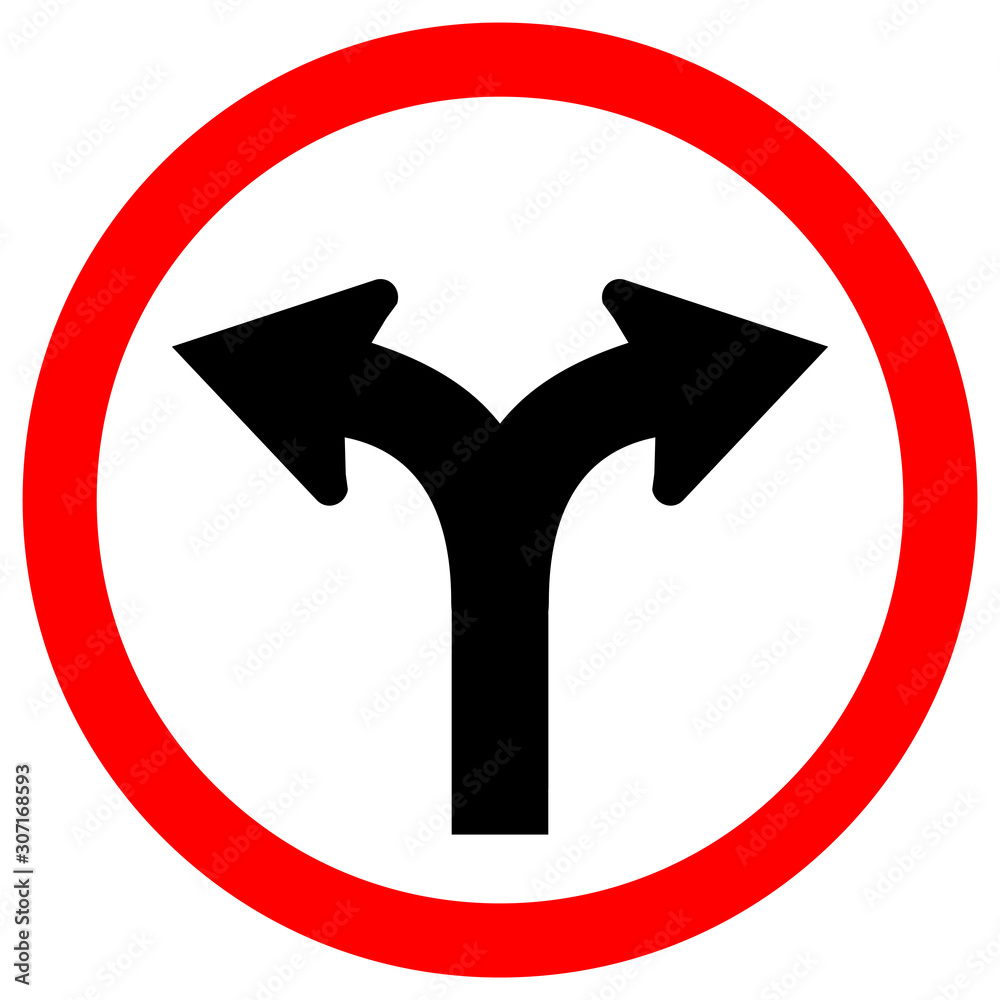 Fork In Road Traffic Sign,Vector Illustration, Isolate On White ...