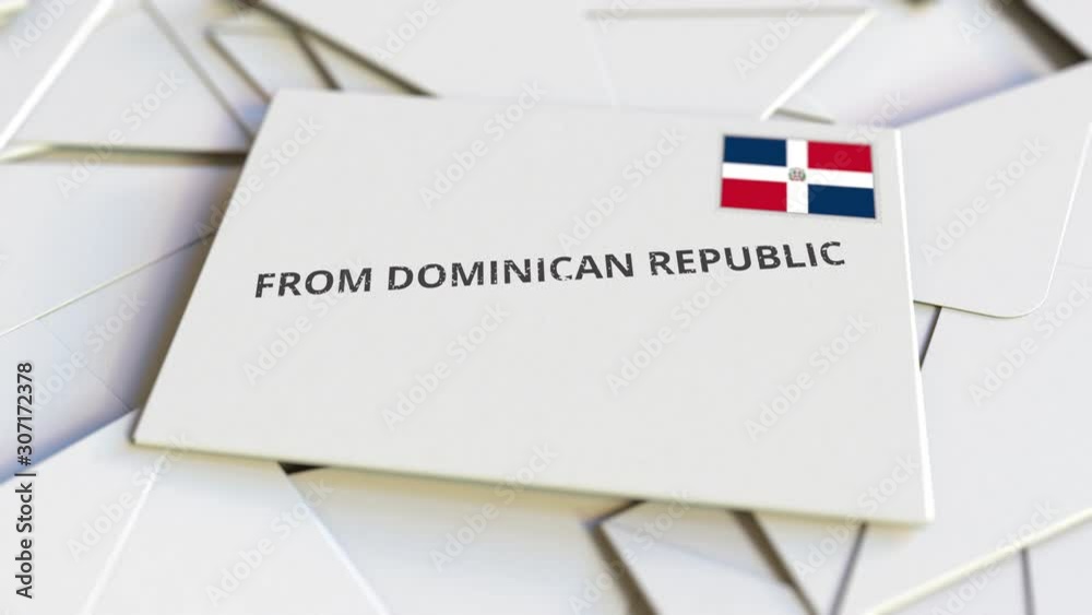 Letter with From the Dominican Republic text on pile of other Letters ...