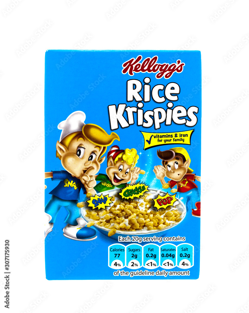 Kelloggs Rice Krispies on a white background Stock Photo | Adobe Stock
