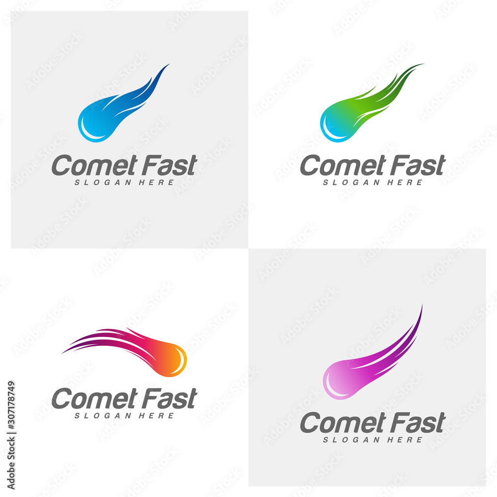 Vecteur Stock Set of Comet Logo Vector, Comet Logo Design Template ...