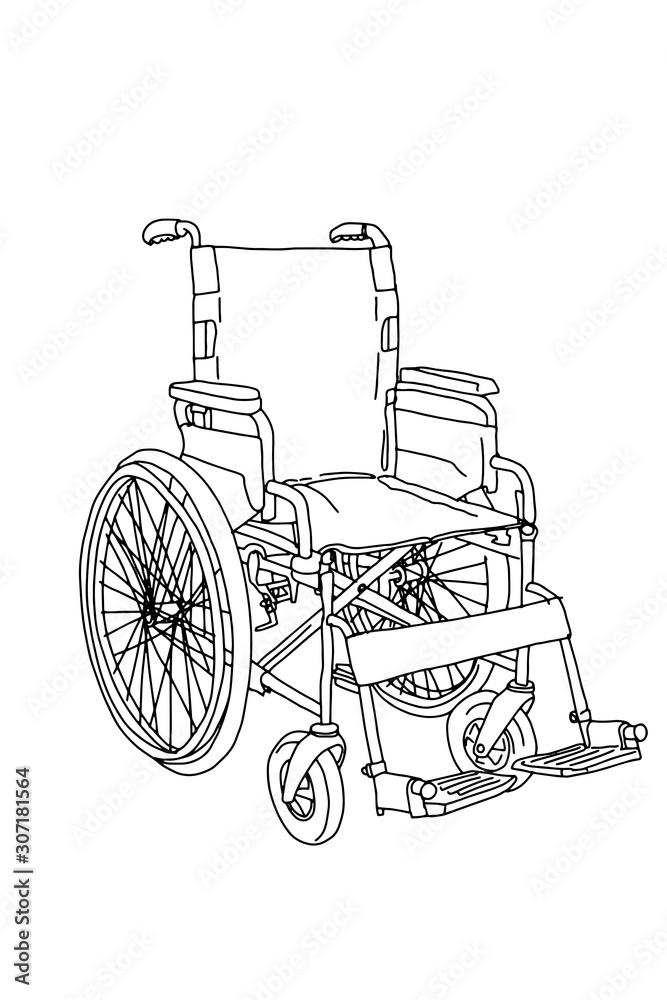 wheelchair cartoon illustration drawing isolated line drawing Stock ...