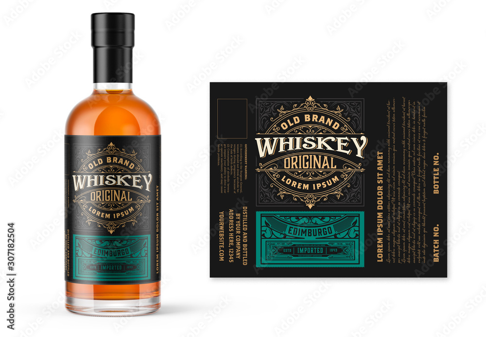Vintage Whiskey Label Packaging Layout Stock Template | Adobe Stock
