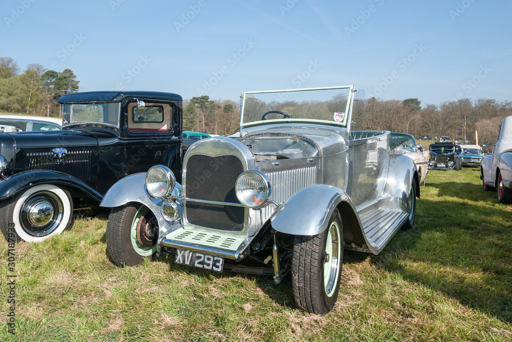 Fully chromed custom restoration of a Ford Model A at a meeting of ...