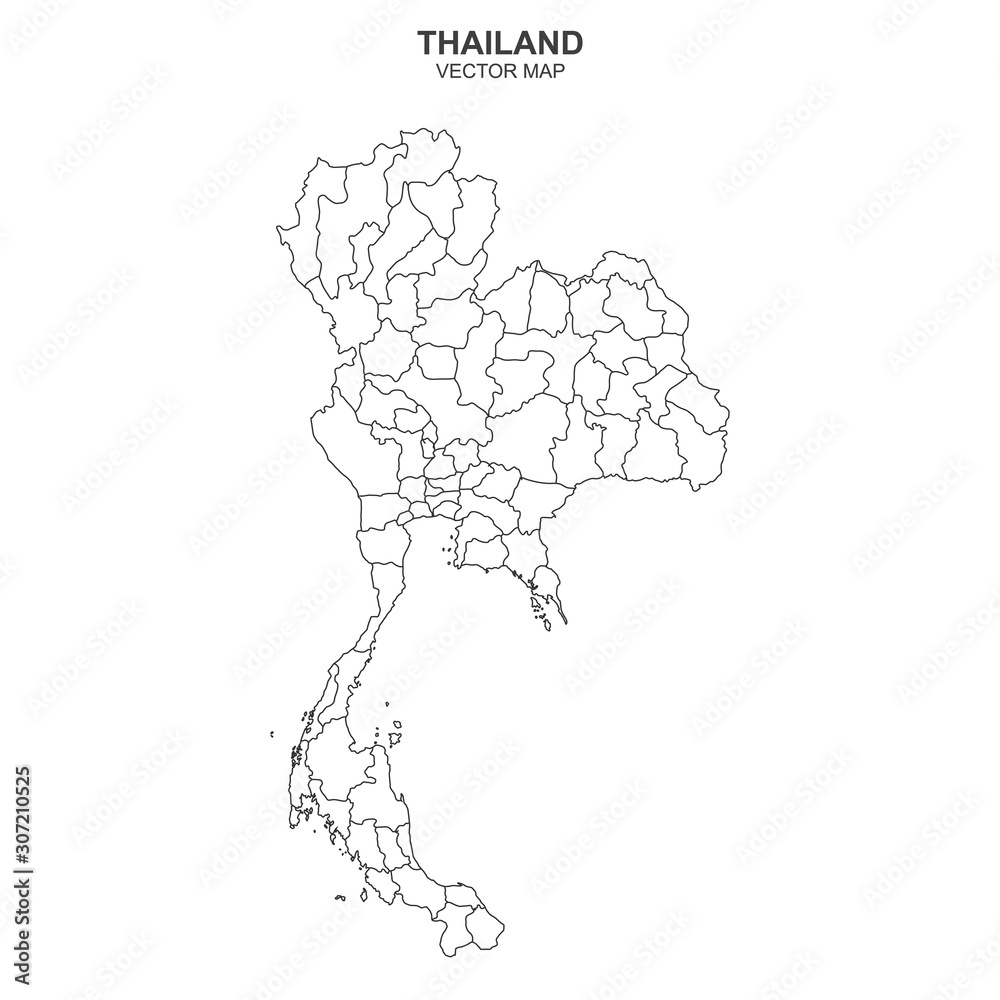 political map of Thailand isolated on white background Stock Vector ...