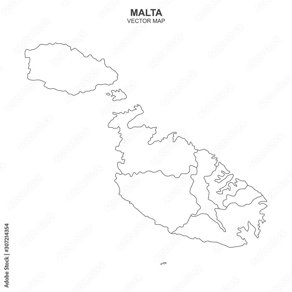 political map of Malta isolated on white background Stock Vector ...
