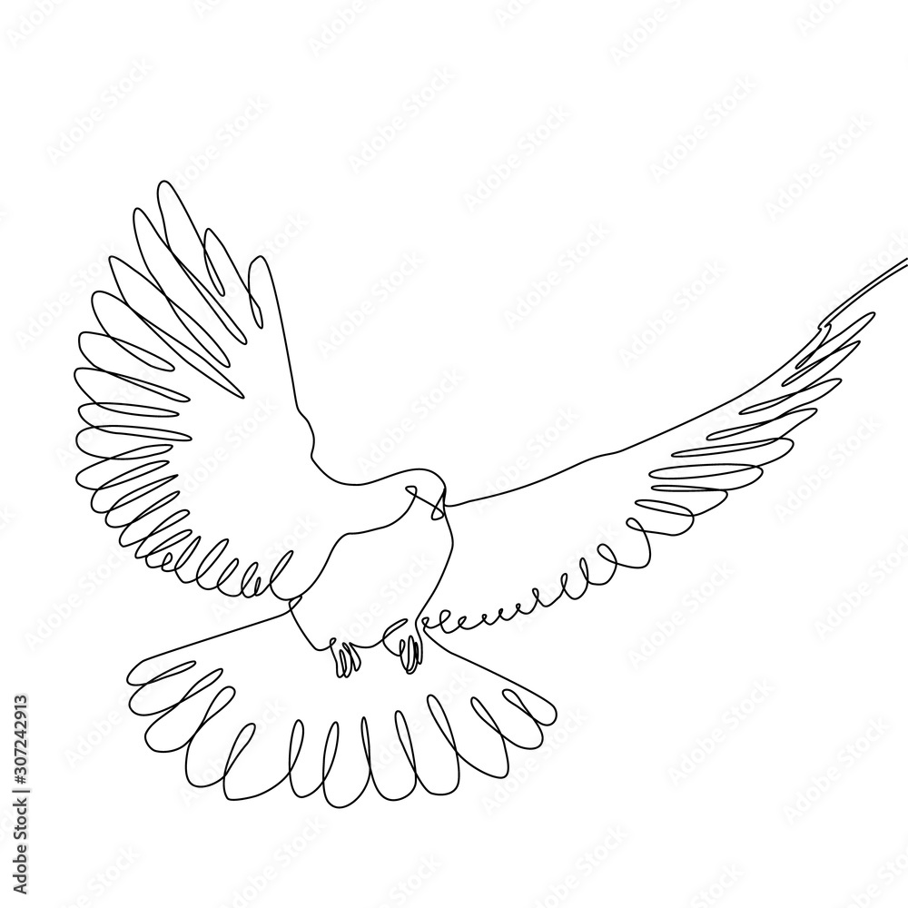 one line pigeon. Continuous one line drawing releasing a bird from hand ...