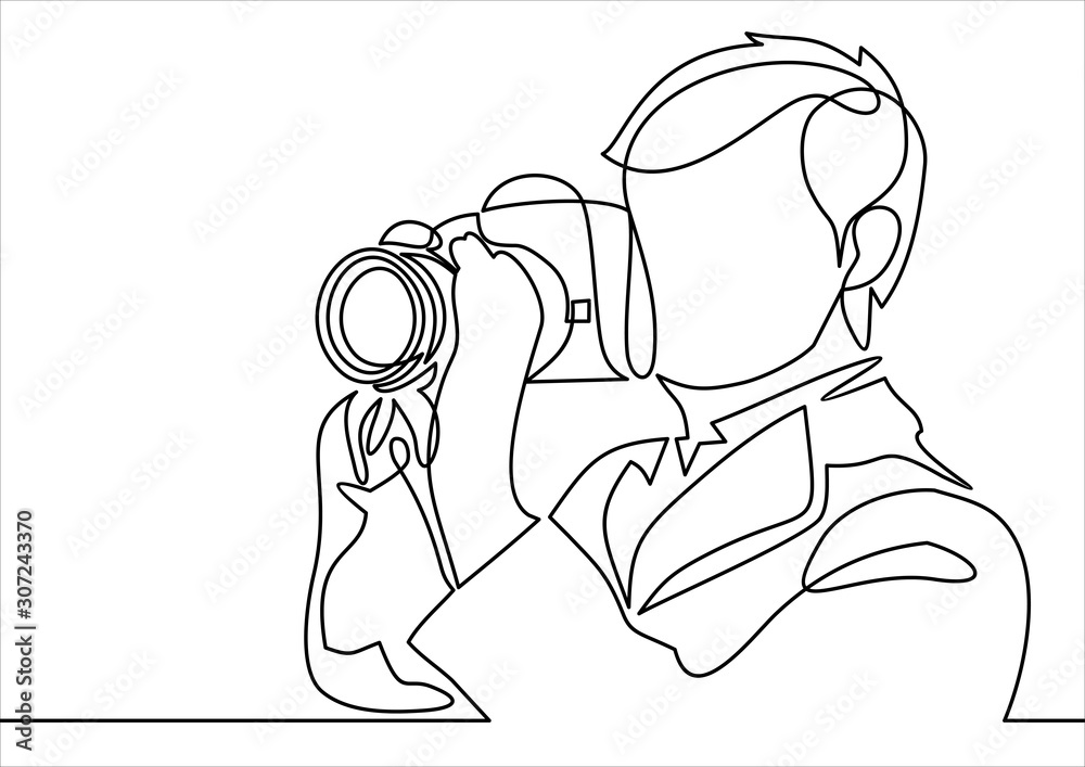 continuous line drawing of photographer making pictures Stock Vector ...