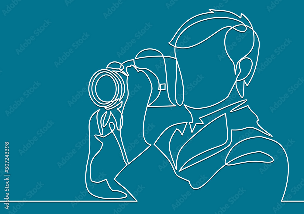 continuous line drawing of photographer making pictures Stock Vector ...