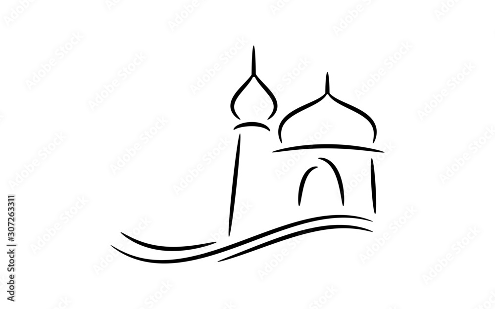 Vettoriale Stock Simple masjid or mushola logo icon line art vector ...