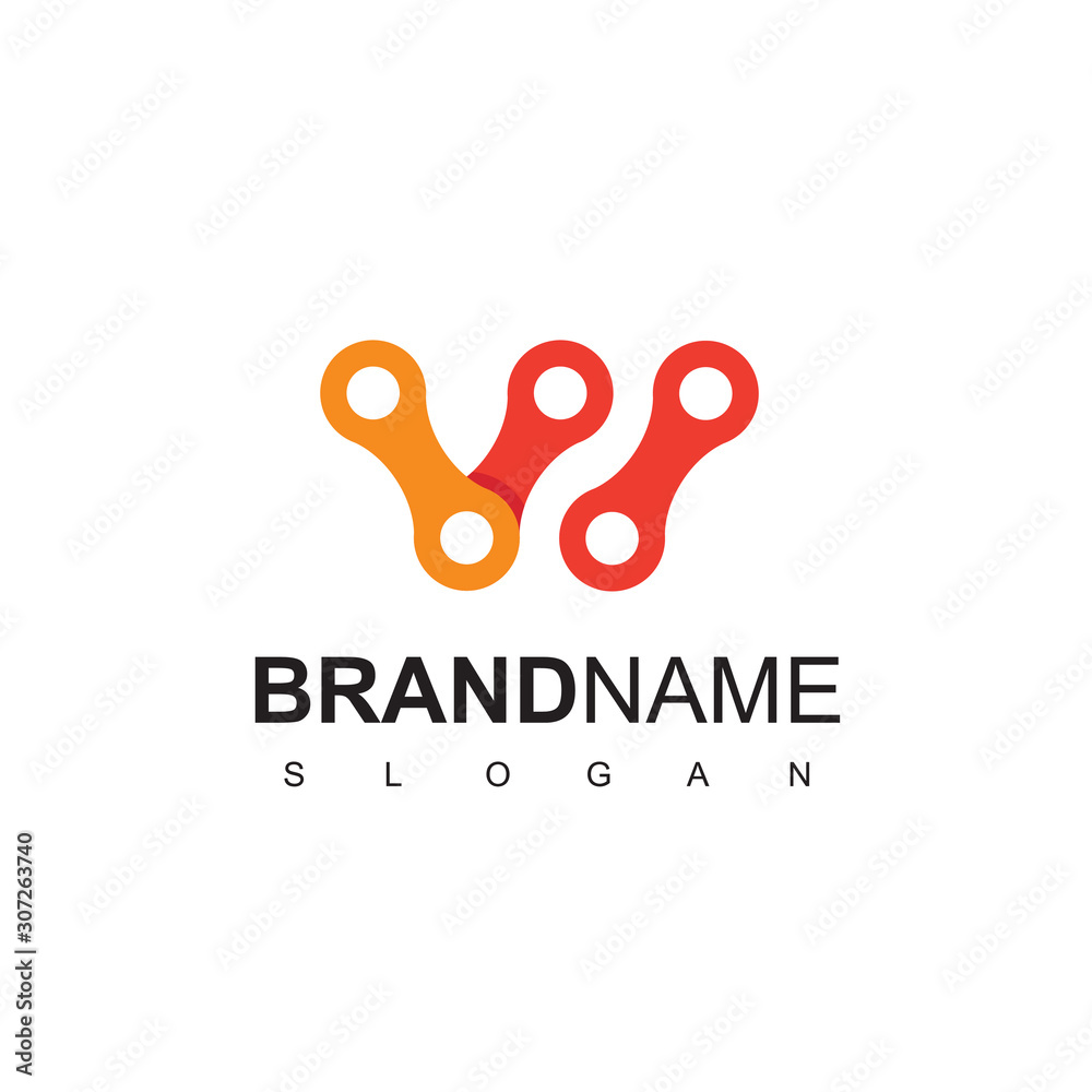 Letter W, Chain Logo Design Inspiration Stock Vector | Adobe Stock