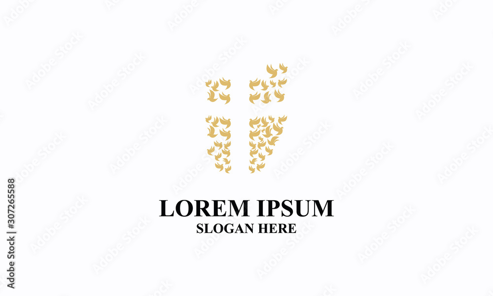 Bird Cross Vector Royalty Logo Design Inspirations Stock Vector | Adobe ...