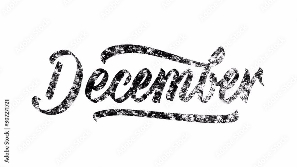 The word December in script letters slowly appears on screen - black on ...