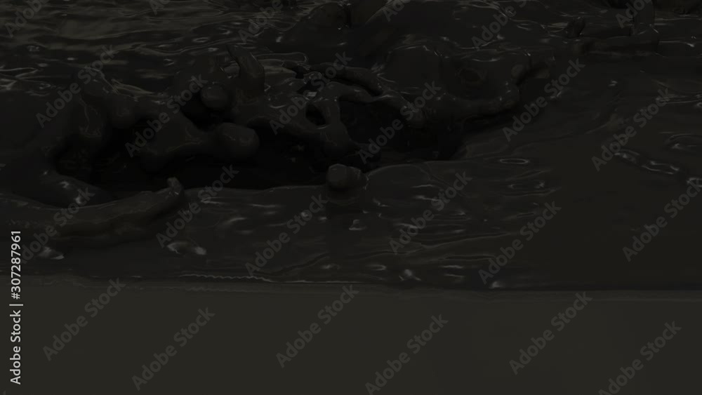 Animated close up of great amount of realistic crude oil or black paint ...