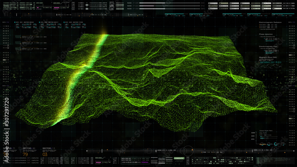 Advance motion graphic holographic terrain environment, geomorphology ...