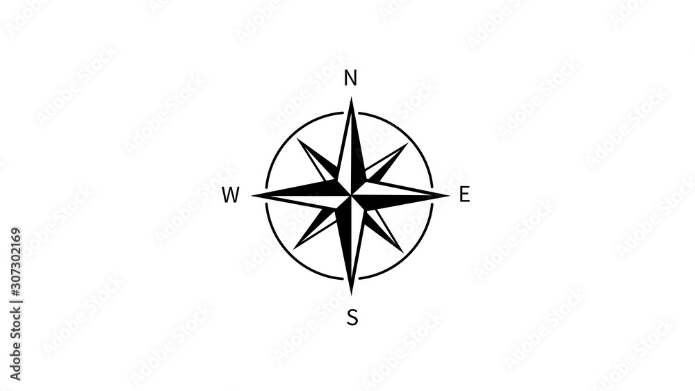 compass rose with North, South, East and West indicated Stock ...