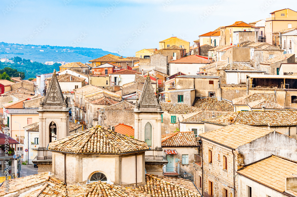 Traditional Italian village scenery. Cityscape of Curinga in Calabria ...