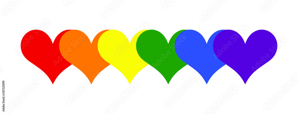 Simple Heart illustration, LGBT rainbow colors. Shapes chained one ...