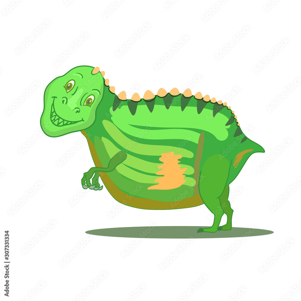 Hand Drawn Cartoon Dinosaur Tyrannosaurus Rex. T-Rex Smile. Vector ...
