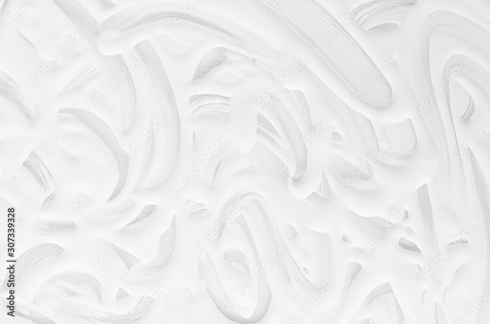 White liquid paint texture with smooth curly curved random lines as ...