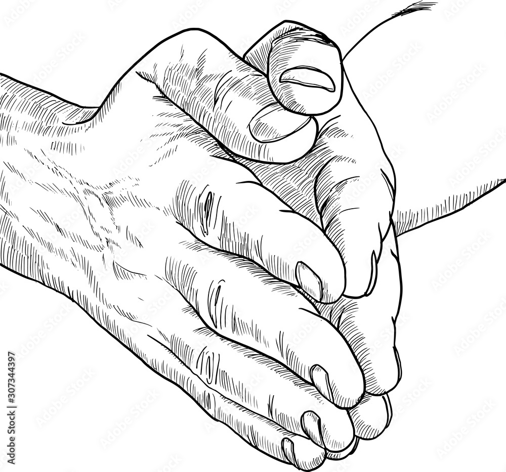 praying hands drawing realist for artwork. Stock Vector | Adobe Stock