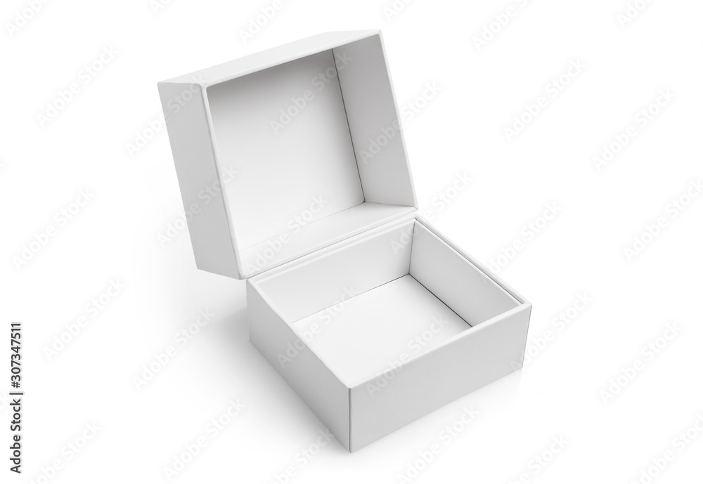 Open empty square white box, isolated on white background Stock Photo ...