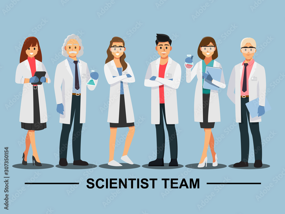scientist teamwork ,Vector illustration cartoon character. Stock Vector ...
