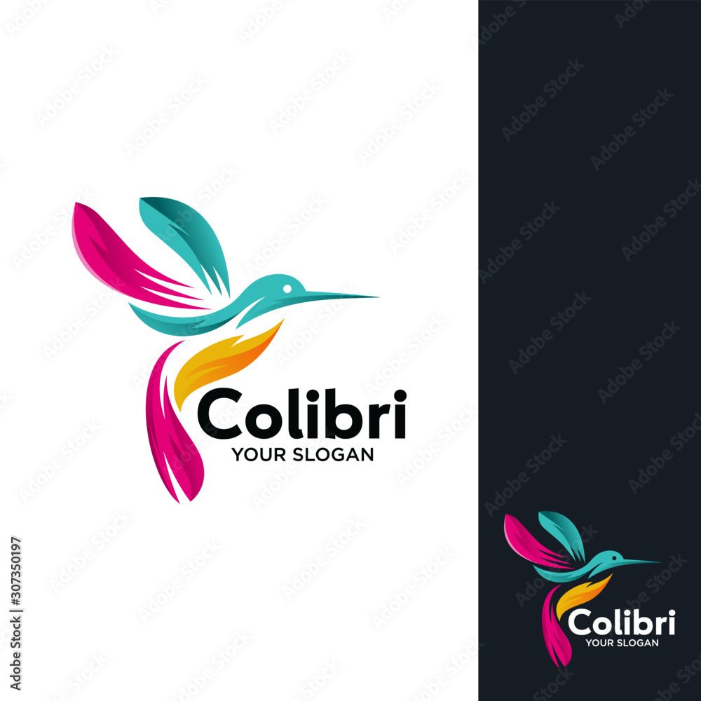 Beautiful Simple Bird Colibri Logo Design Vector Stock Vector | Adobe Stock
